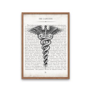 Medical Caduceus Symbol Wall Art Print, Gift for Medical Student ...