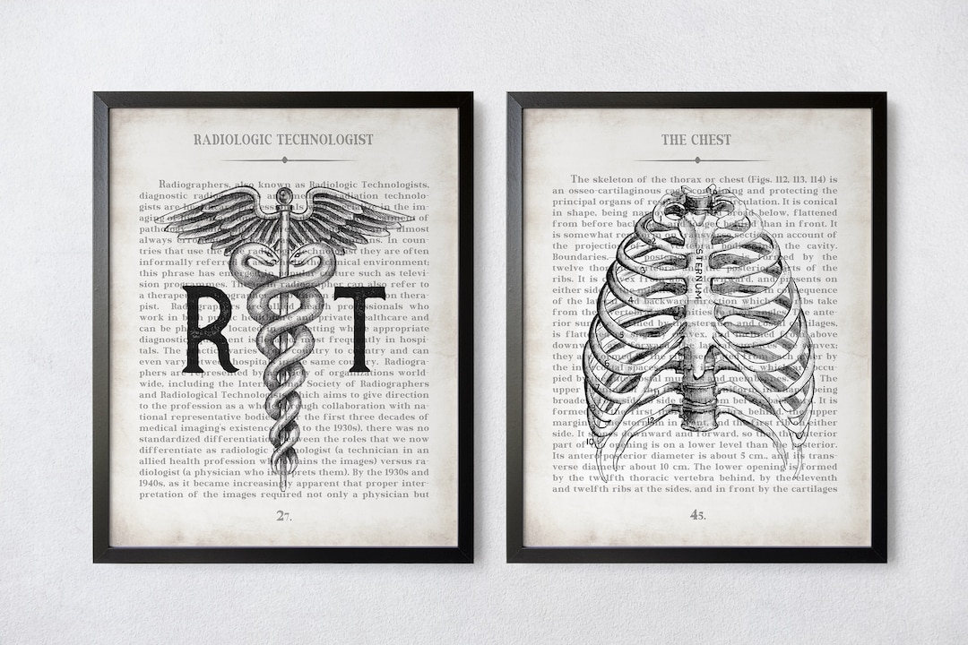 Radiology Technician Gift RT & Chest Vintage Anatomy Art Print Set of 2 ...