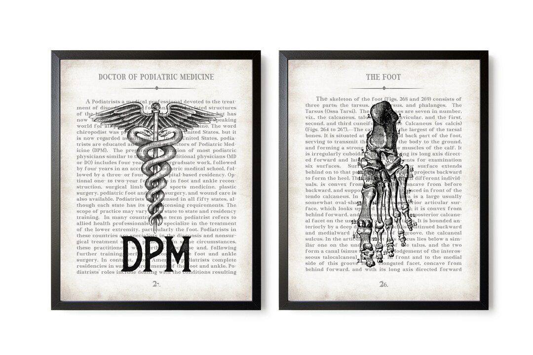 DPM & Foot Vintage Anatomy Art Print Set of 2 Gift for Doctor of ...