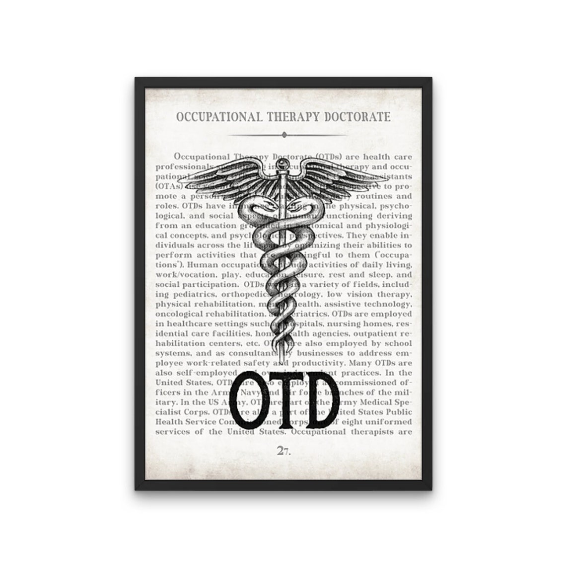 Doctorate of Occupational Therapy OTD Art Print Unique - Etsy