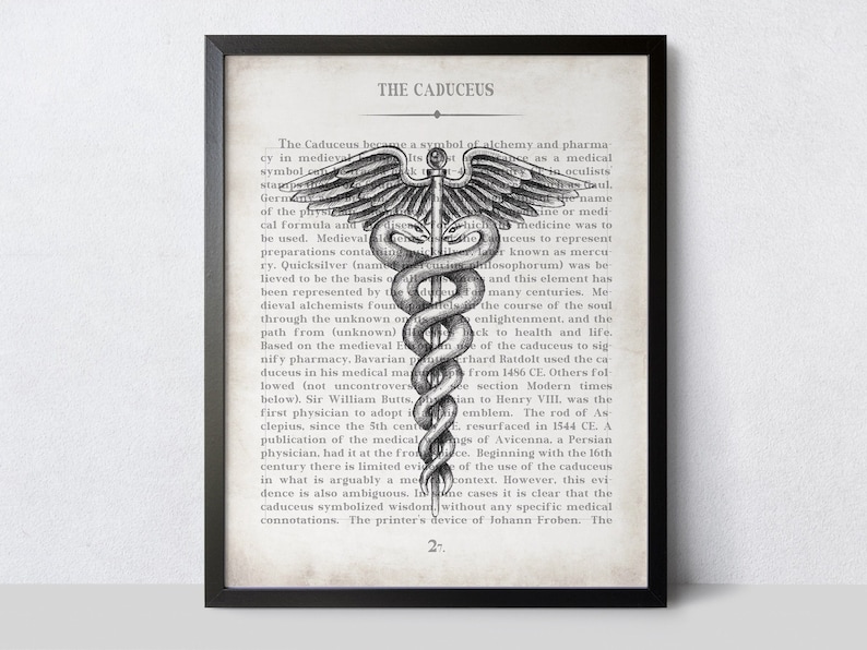 Caduceus Symbol Art Print: Vintage Medical Decor, Christmas Gift - Etsy
