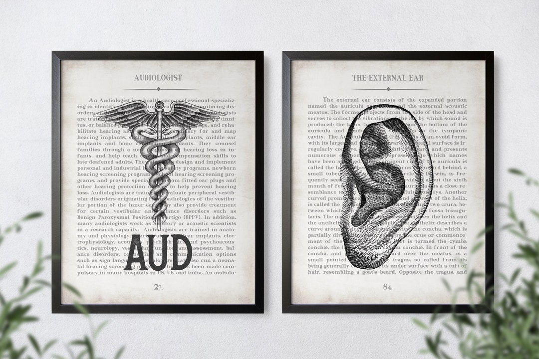 AUD Ear Vintage Anatomy Art Print Set of 2 Hearing Doctor Audiology ...