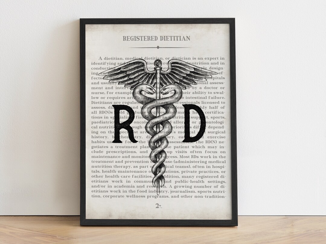 Registered Dietitian Print: Vintage RD Definition, Caduceus Symbol ...