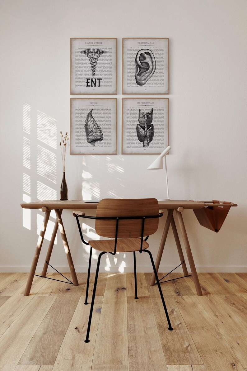 Vintage ENT Anatomy Art Print Set: Ear, Nose, Throat, Thyroid ...