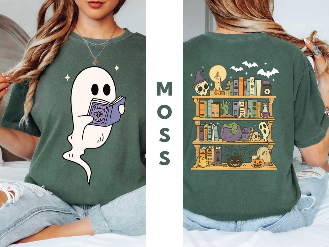 Comfort Colors® Ghost Reading Books Shirt, Bookish Halloween Shirt ...