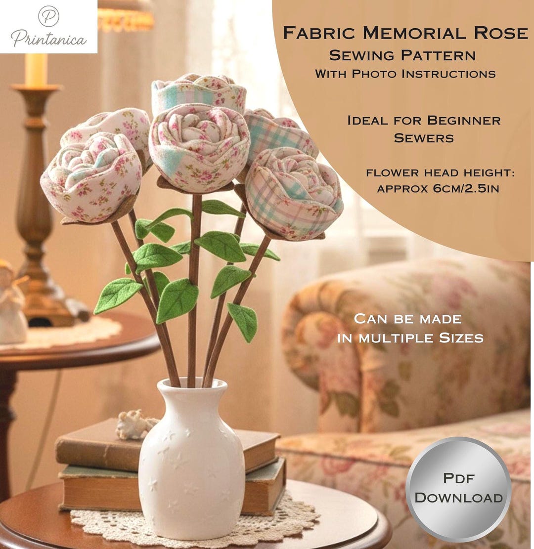 Memorial Rose Sewing Pattern: Fabric Flower Keepsake (PDF Download) - Etsy