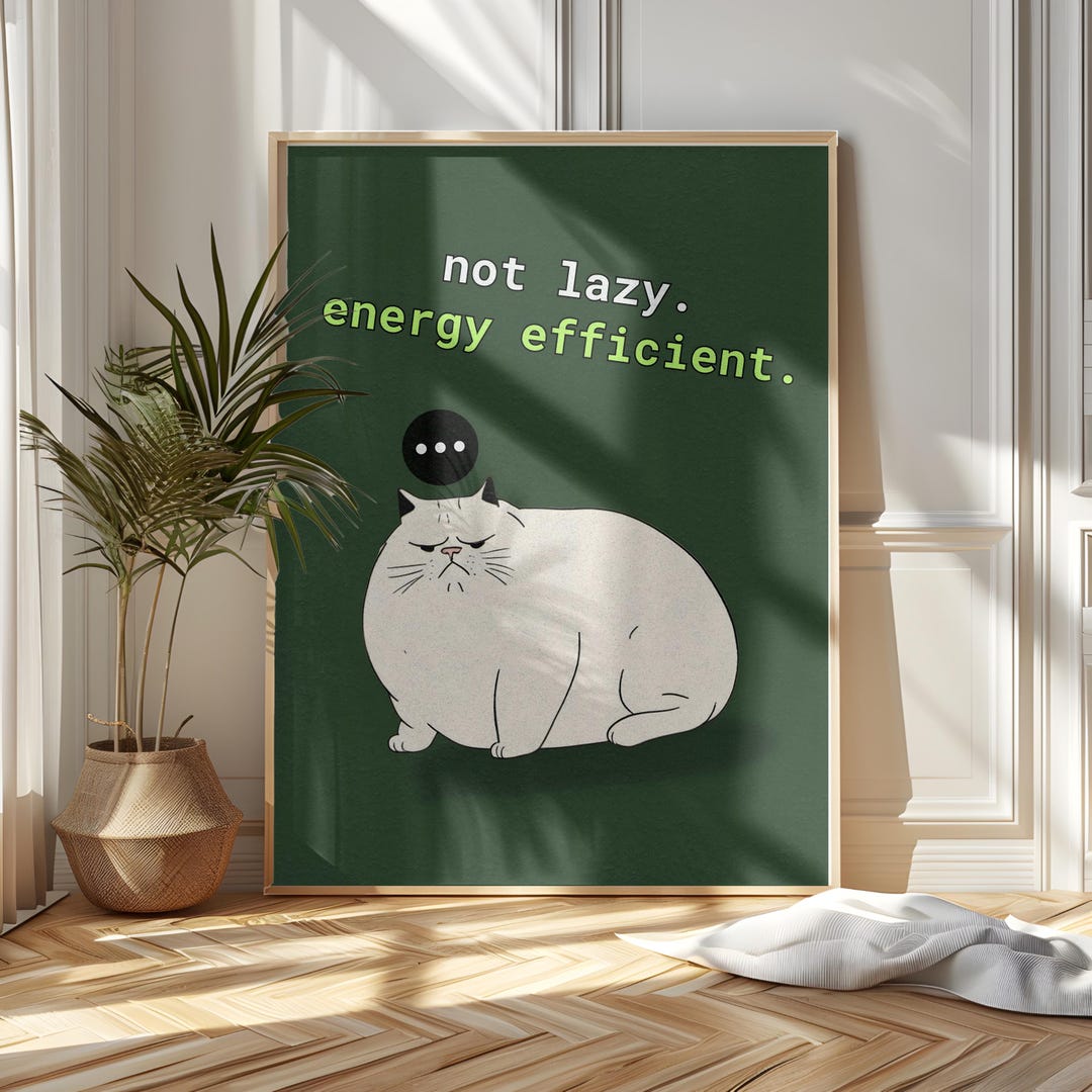 Grumpy Cat Wall Art Print, All Sizes, Funny Fat Cat Poster, Minimalist ...