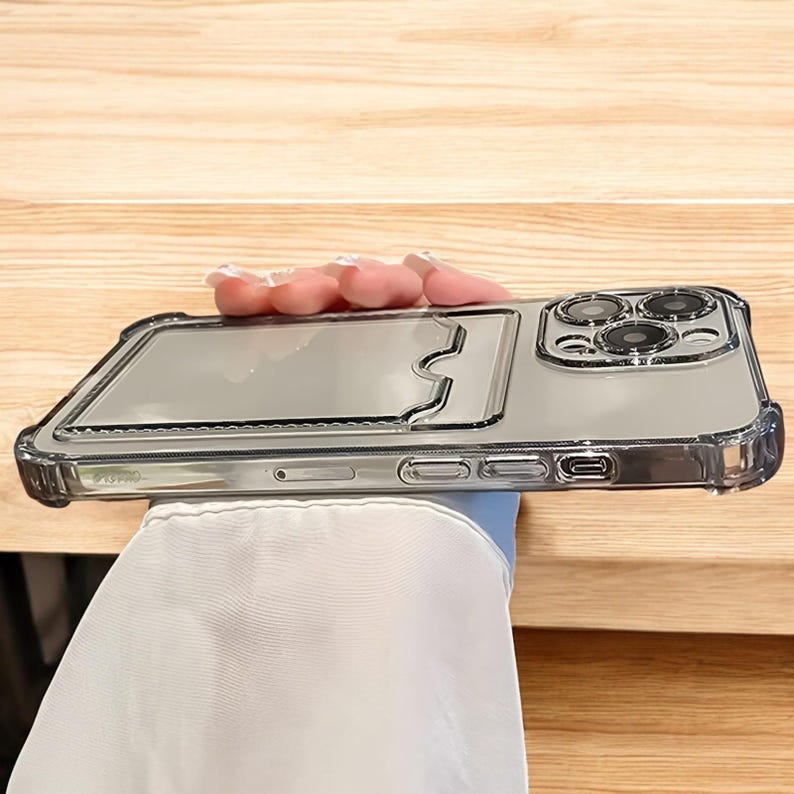 Clear iPhone Case With Card Holder – Shockproof, Transparent TPU Cover ...