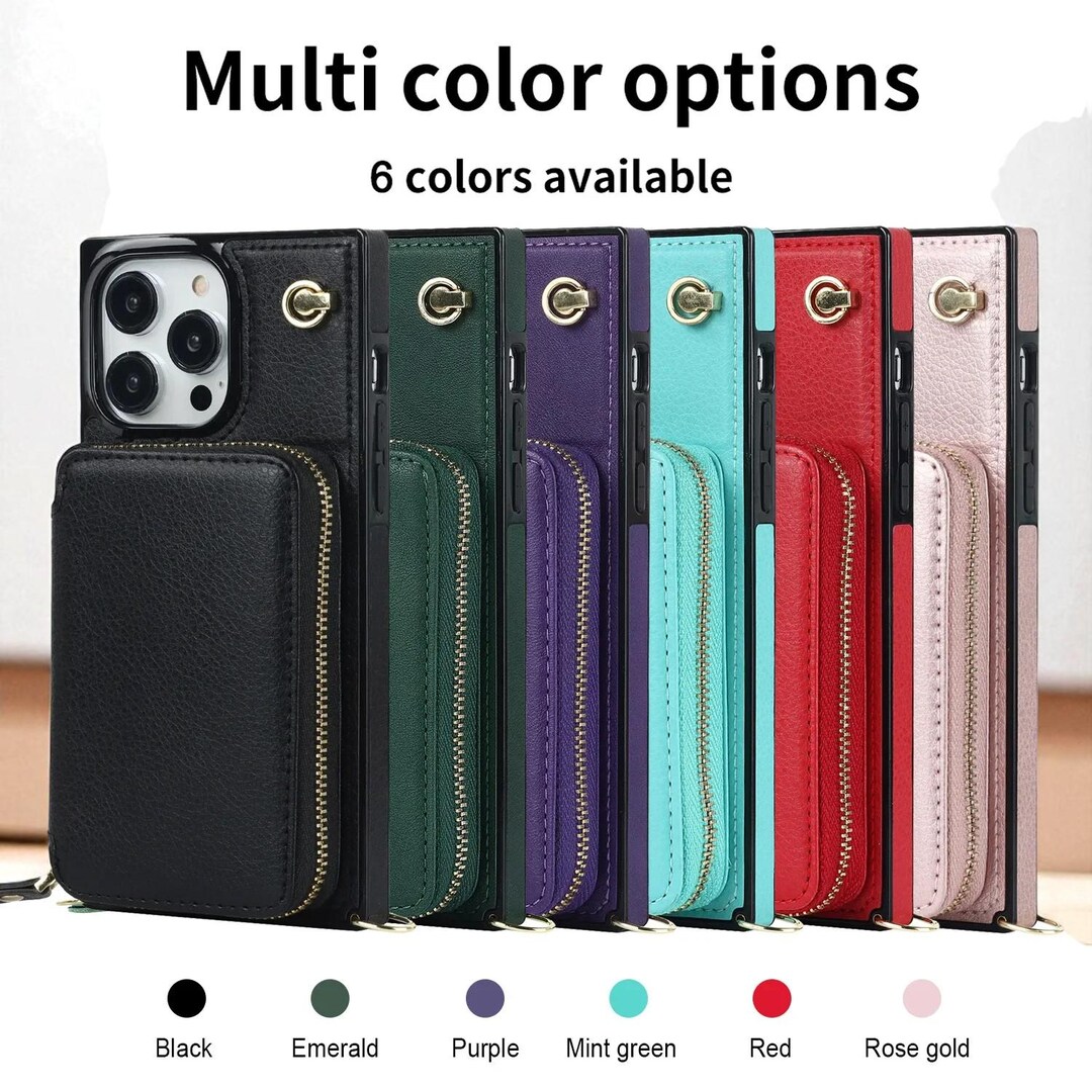 RFID Leather Zipper Wallet iPhone Case: Card Holder & Stand - Etsy