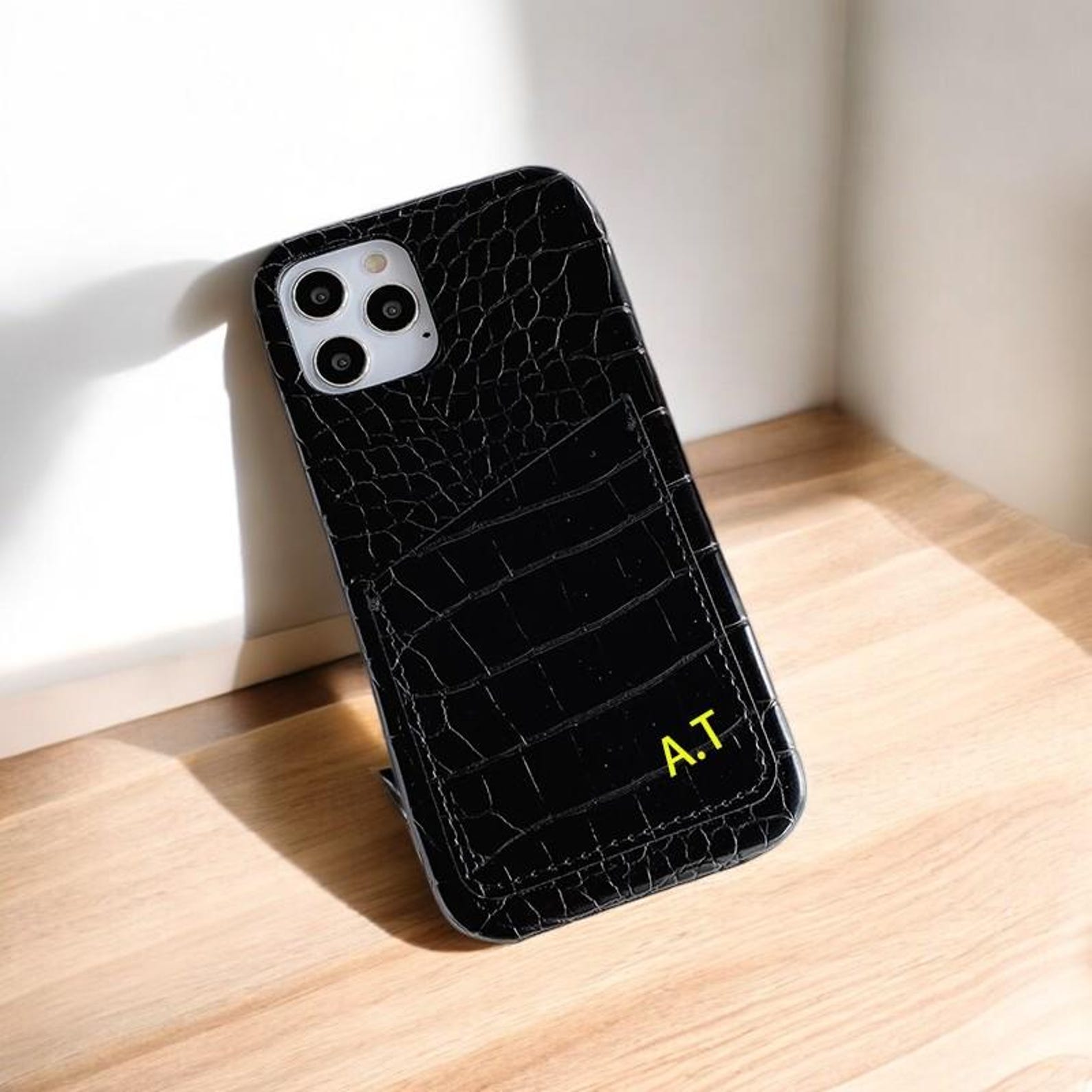Custom Crocodile Leather iPhone Case With Card Holder - Etsy