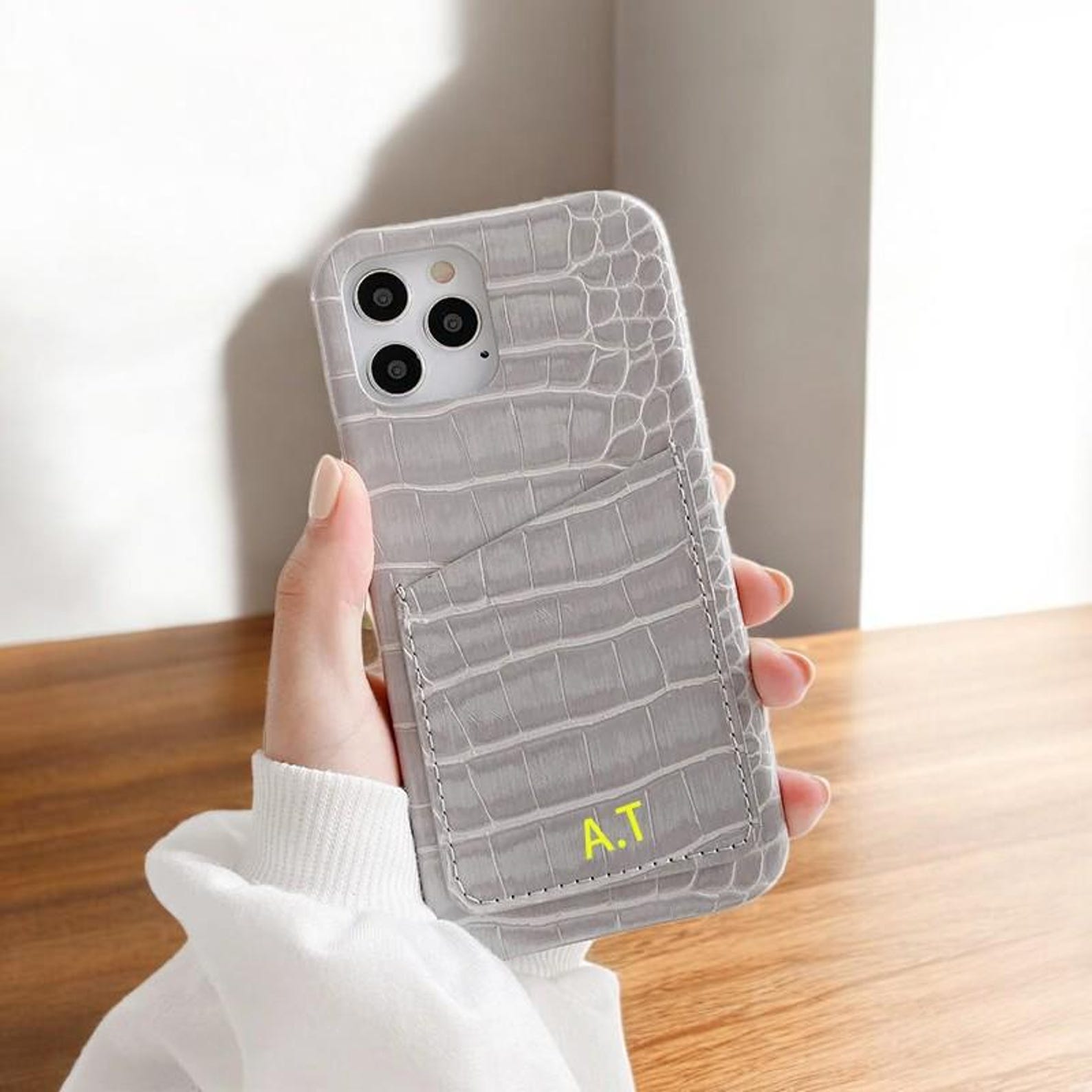 Custom Crocodile Leather iPhone Case With Card Holder - Etsy