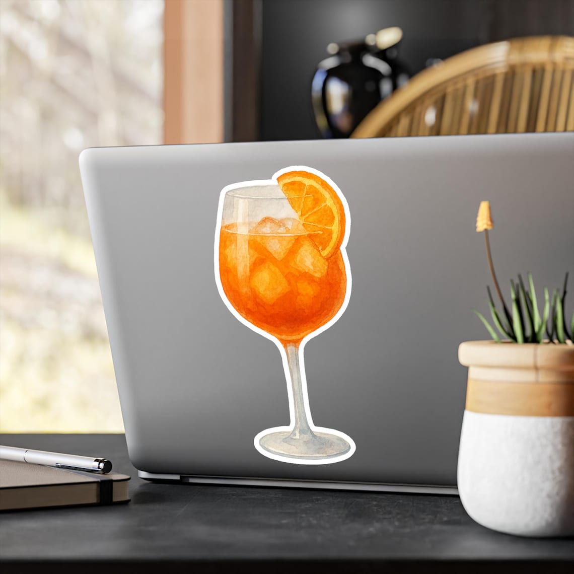 Aperol Spritz Sticker || Watercolor Italian Cocktail Vinyl for Journals ...