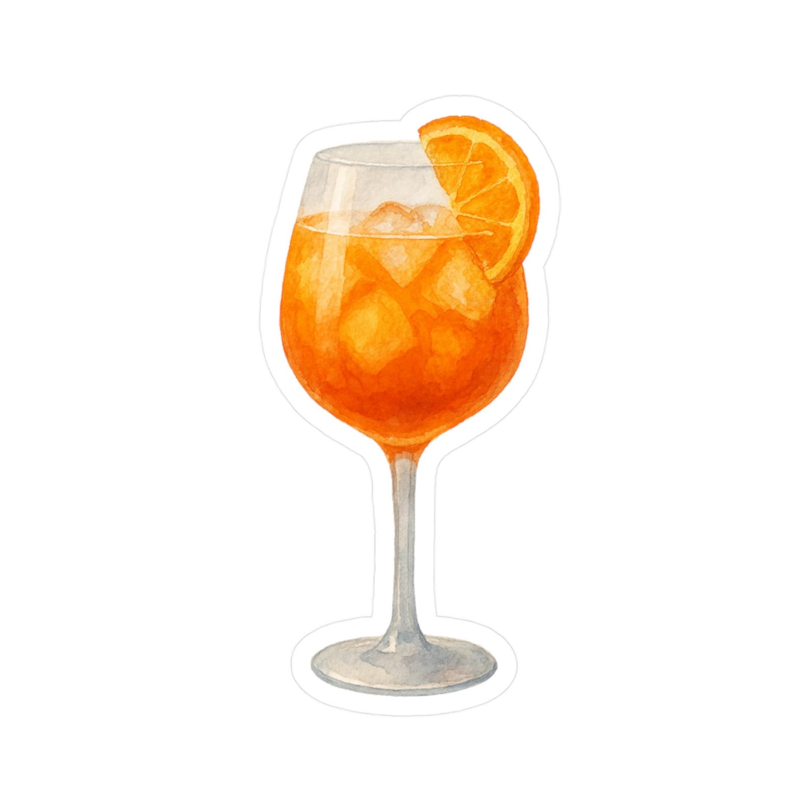 Aperol Spritz Sticker || Watercolor Italian Cocktail Vinyl for Journals ...