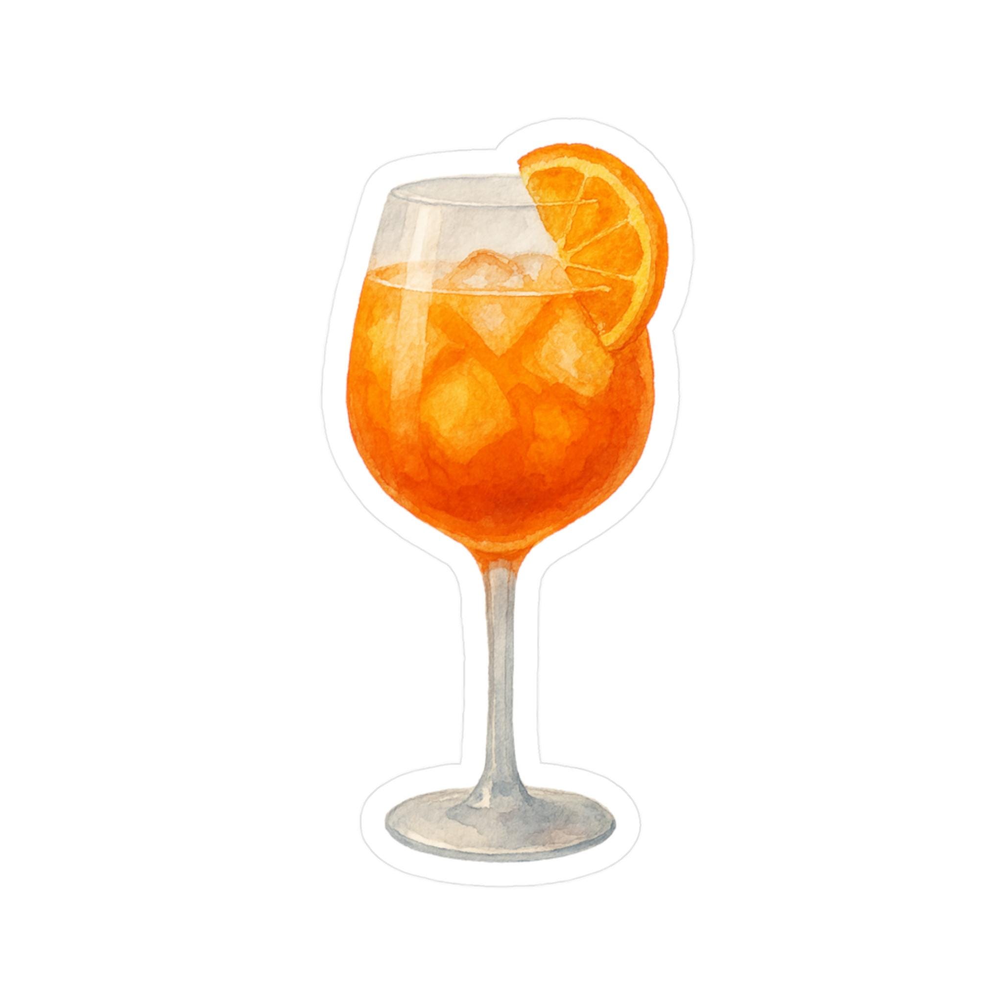 Aperol Spritz Sticker || Watercolor Italian Cocktail Vinyl for Journals ...