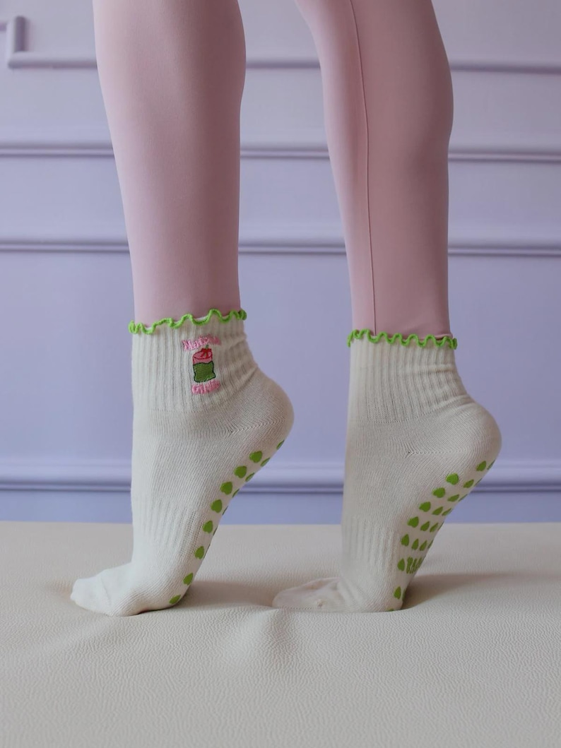 Matcha Girlie Grip Socks, Pilates Socks - Etsy
