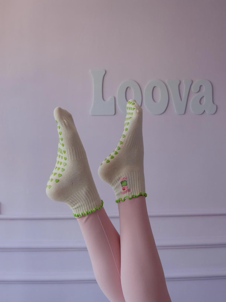 Matcha Girlie Grip Socks, Pilates Socks - Etsy