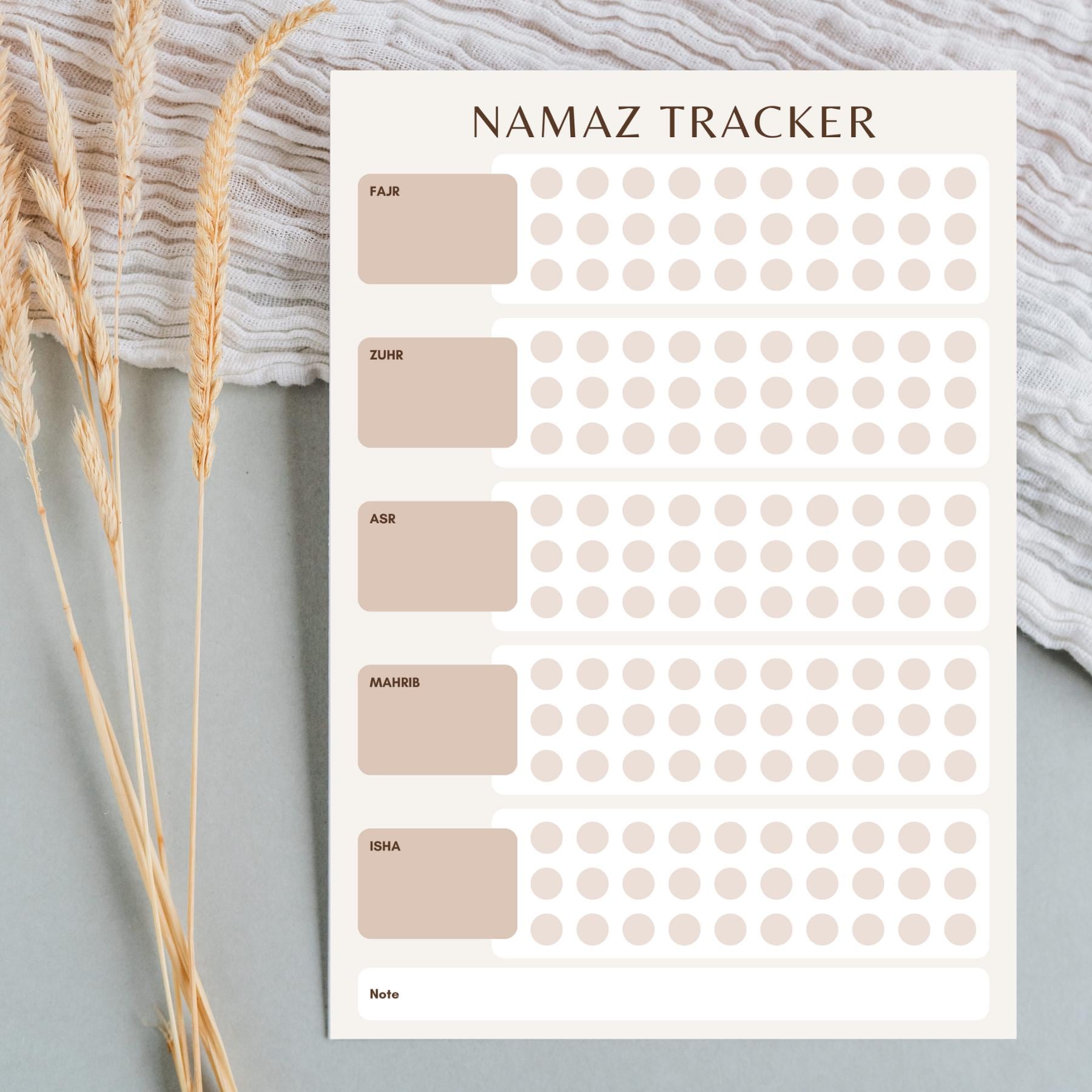 Printable Namaz Tracker | Islamic Prayer Journal | Daily Salah Habit ...