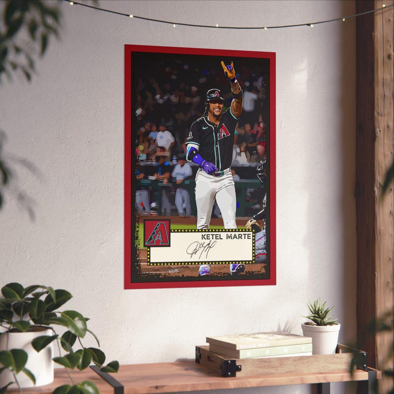 Ketel Marte Baseball Card Style Poster - Arizona Diamondbacks Wall Art ...