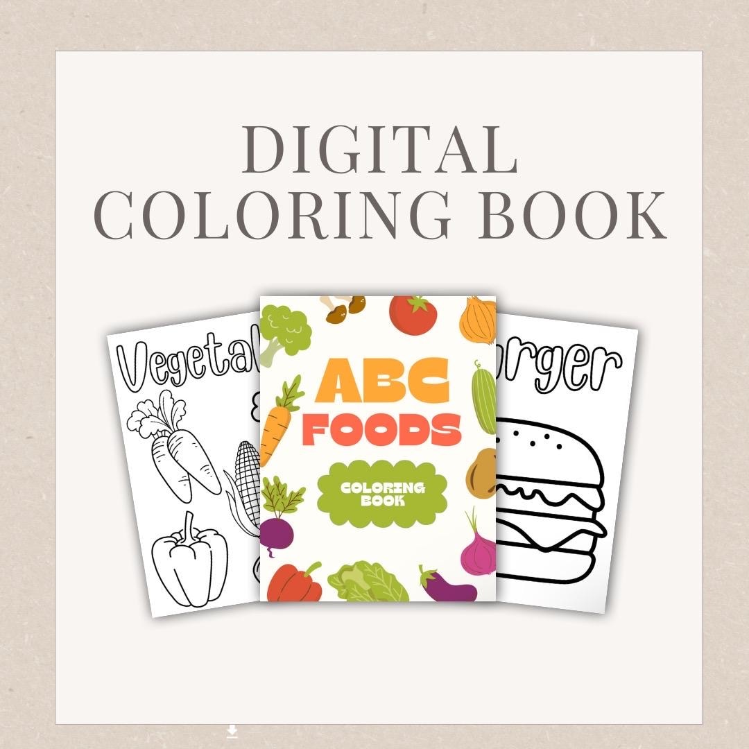 ABC Food Coloring Book: 26 Alphabet Pages A-Z (digital Download) - Etsy