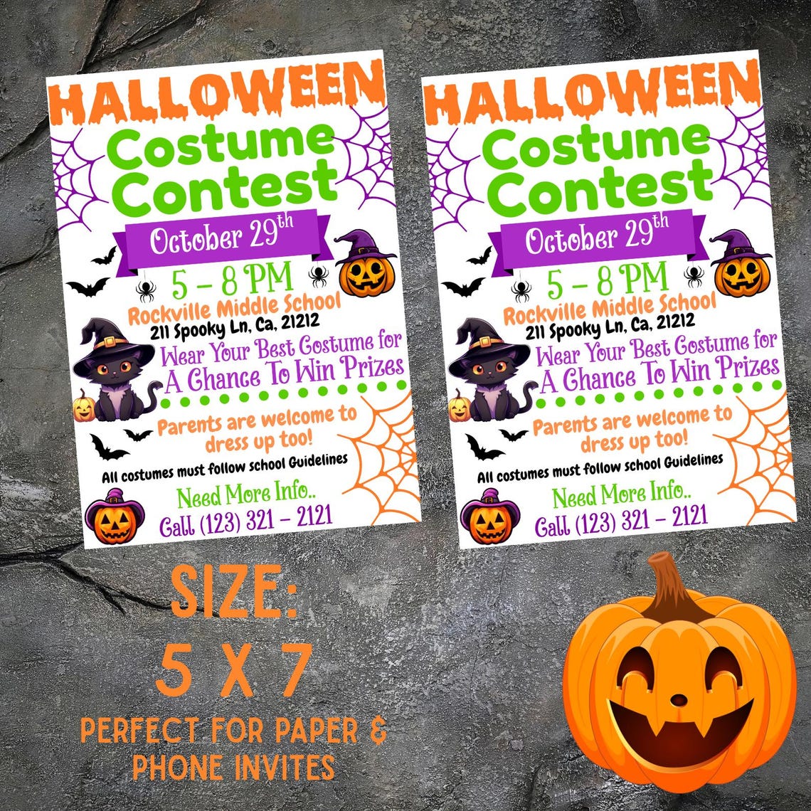 Editable Halloween Costume Contest Invite Template (5x7) - DIY Digital ...