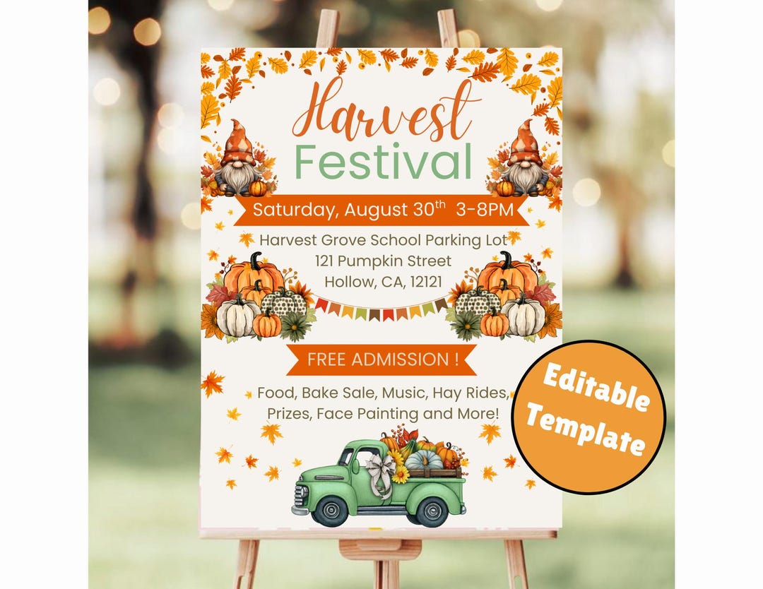 Editable Fall Harvest Festival Invitation Fall Autumn Invite Fall ...