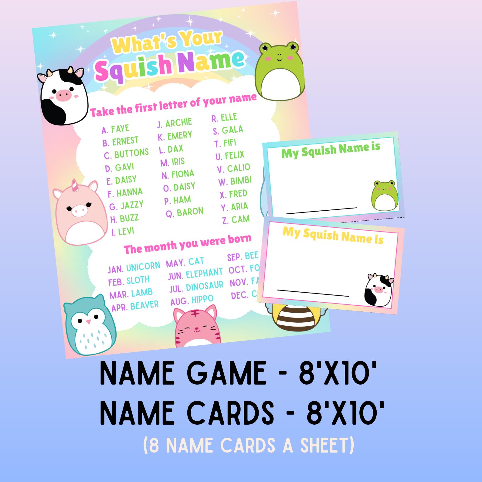 Squishmallow Name Game: Birthday Party Activity (digital Download) - Etsy