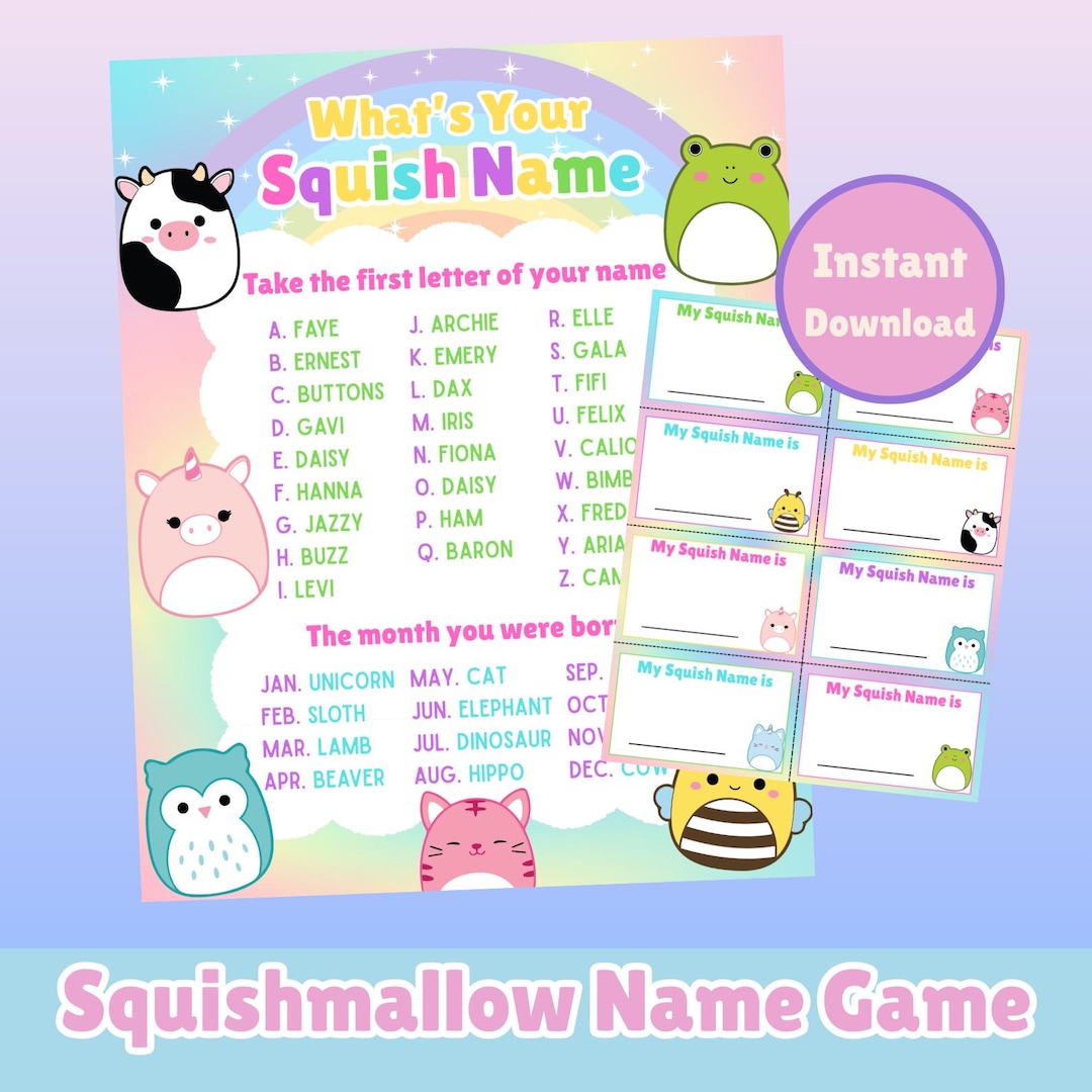 Squishmallow Name Game: Birthday Party Activity (digital Download) - Etsy