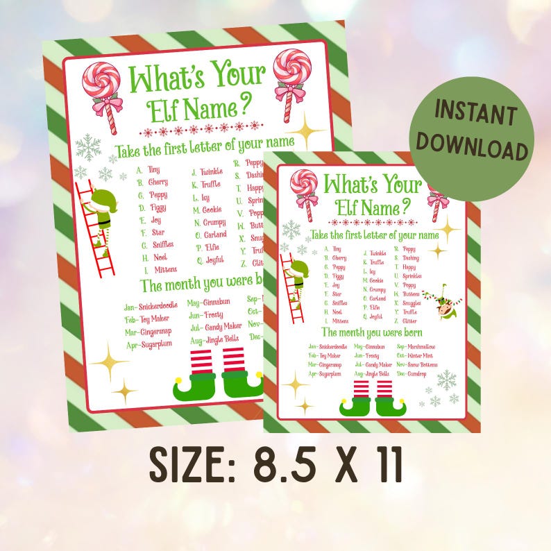 Whats Your Elf Name Christmas Game, Fun Name Generator Activity ...