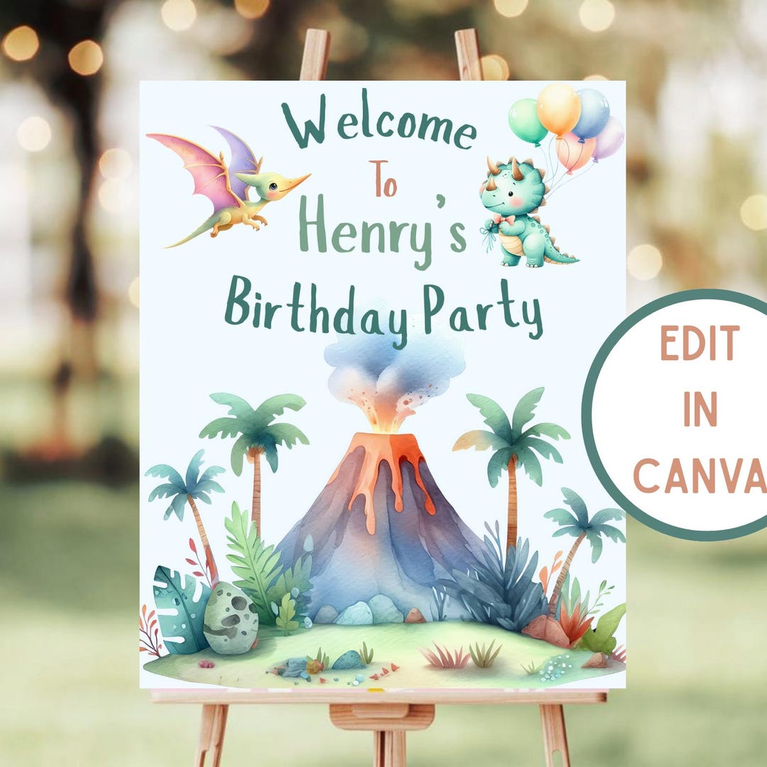 Editable Dinosaur Welcome Sign, Dinosaur Birthday Sign, Perfect for ...