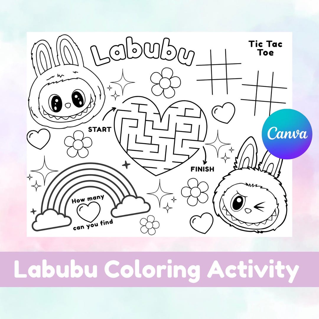 Labubu Birthday Activity Sheet: Printable Coloring Page (PDF Download ...