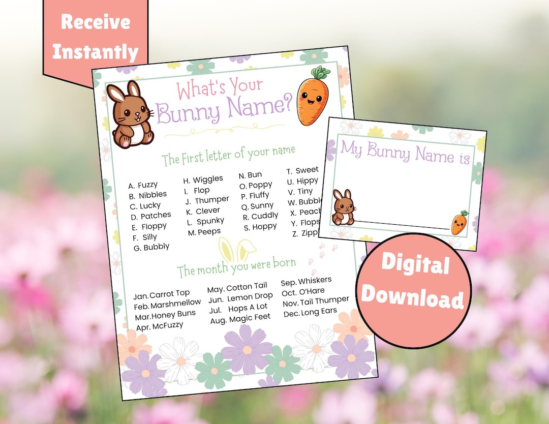 Bunny Name Game: Birthday Party Activity (digital Download) - Etsy