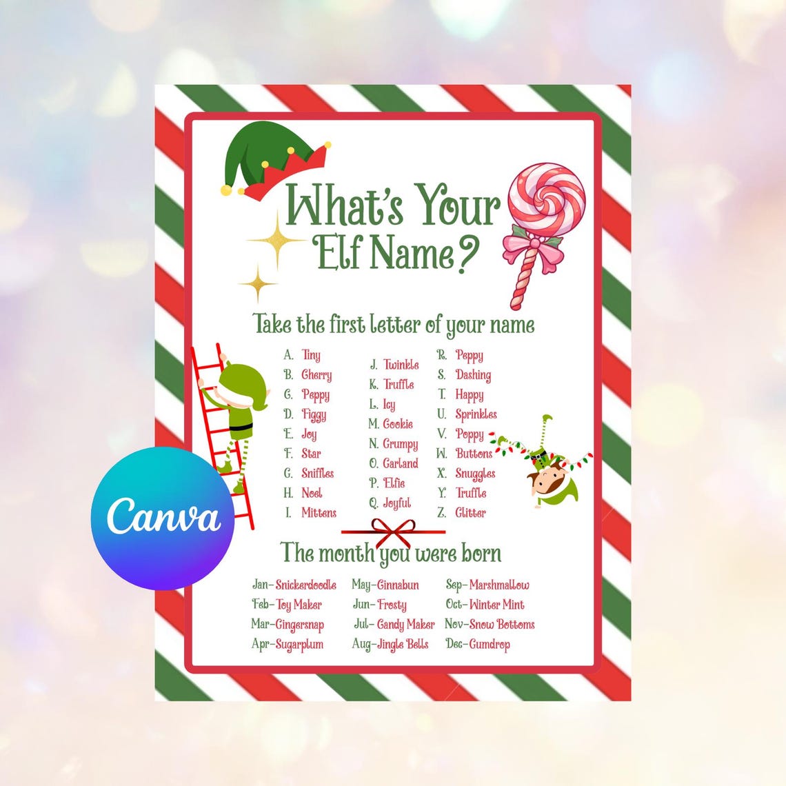 Whats Your Elf Name Christmas Game, Fun Name Generator Activity ...