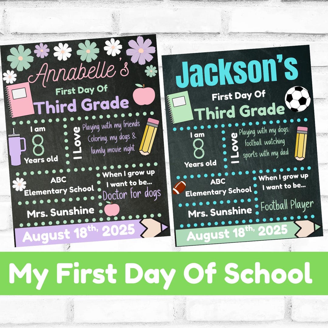 Editable Chalkboard Back to School Sign Set: First & Last Day ...