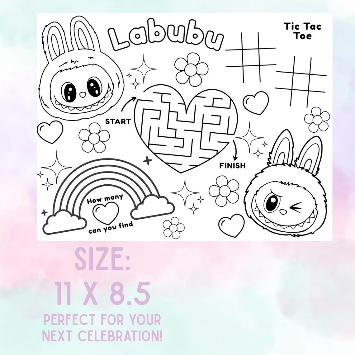 Labubu Birthday Party Activity Sheet | Labubu Coloring Sheet | Labubu ...