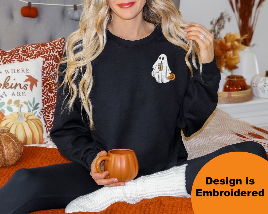 GHOST COFFEE PULLOVER - Trick or Treat Ghost, Coffee Sweatshirt, Ghost ...