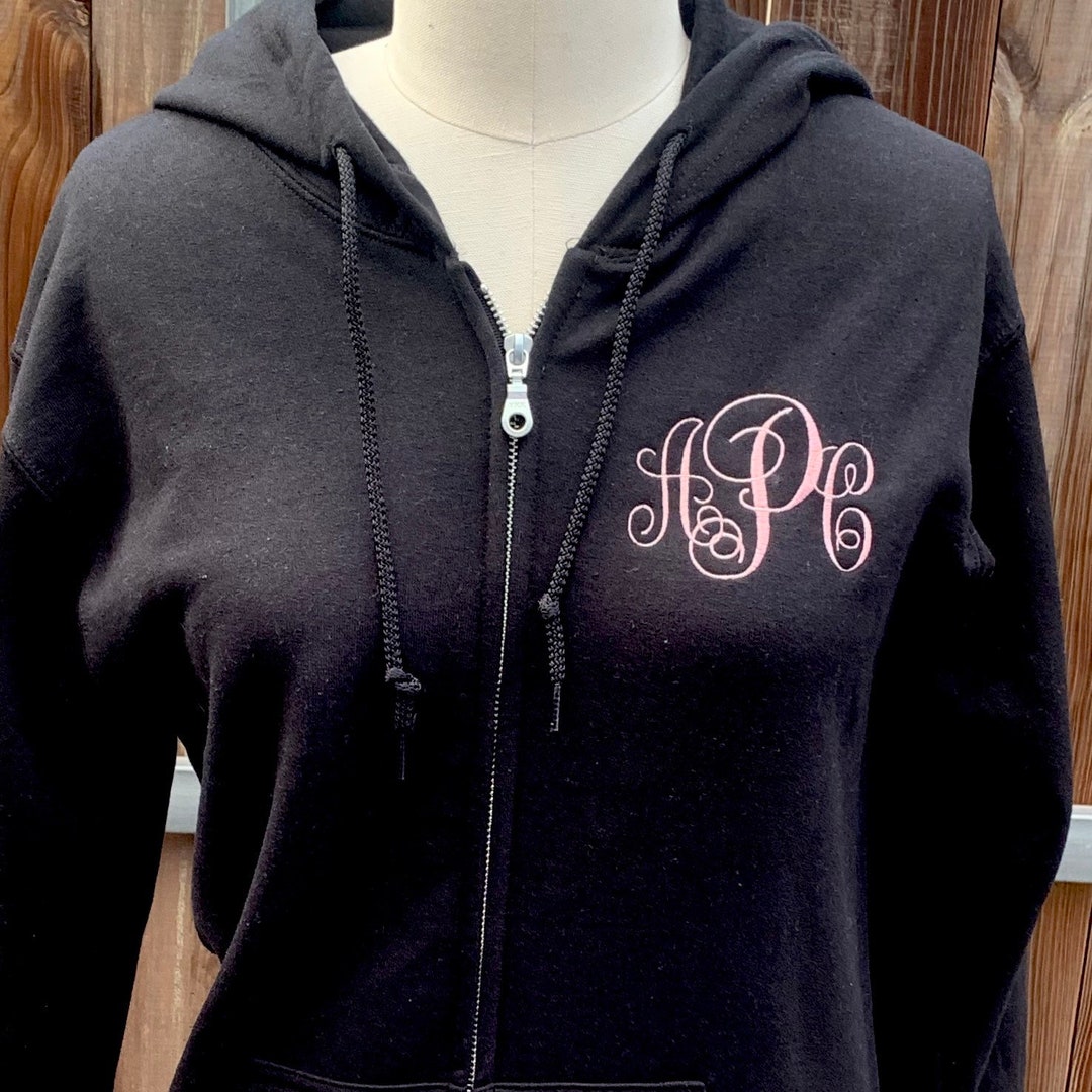 Embroidered Monogram Initials Sweatshirt, Monogrammed Zip-up, Holiday ...