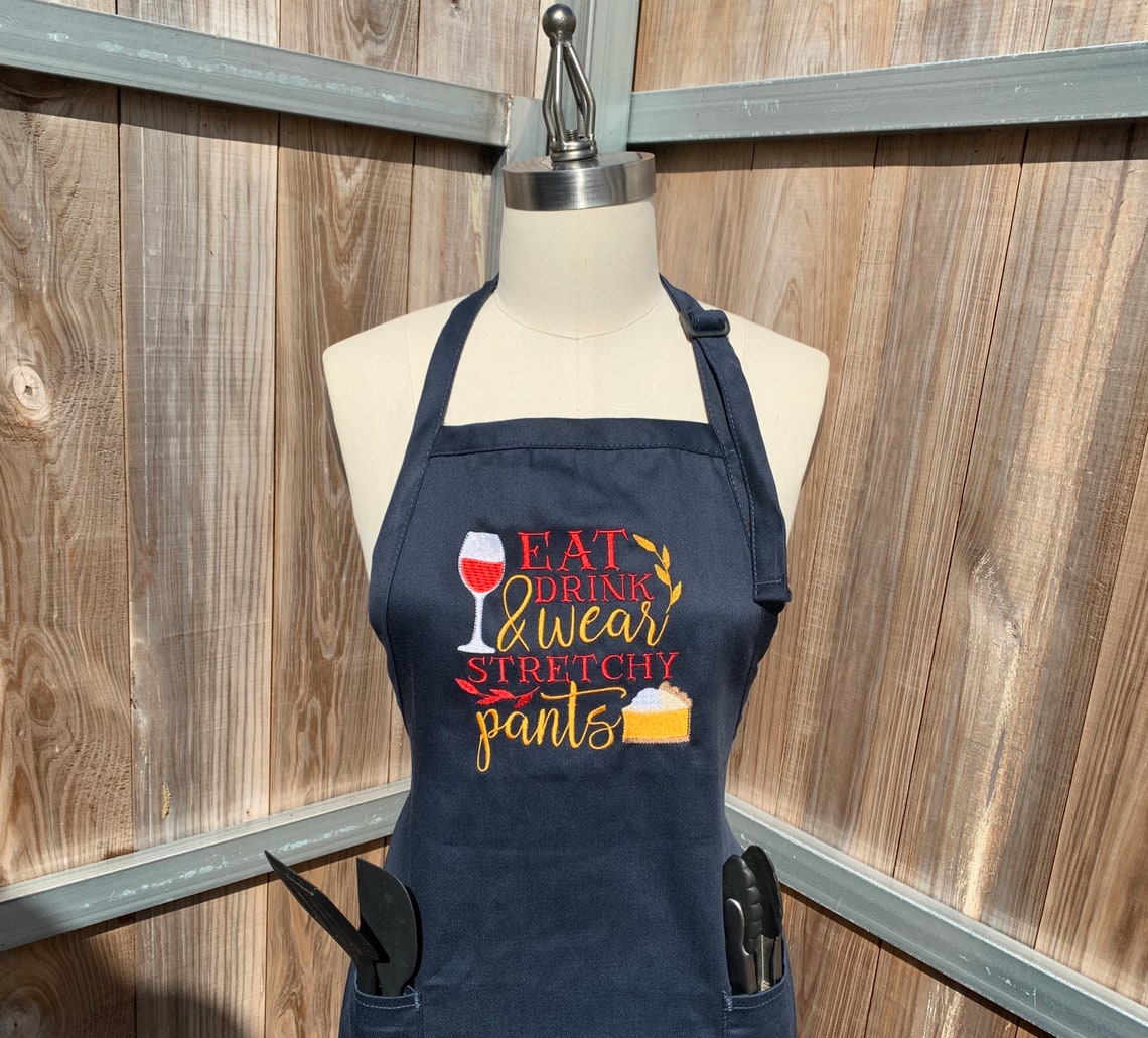 Embroidered Thanksgiving Apron, Thanksgiving Baker Gift, Kitchen Aprons ...