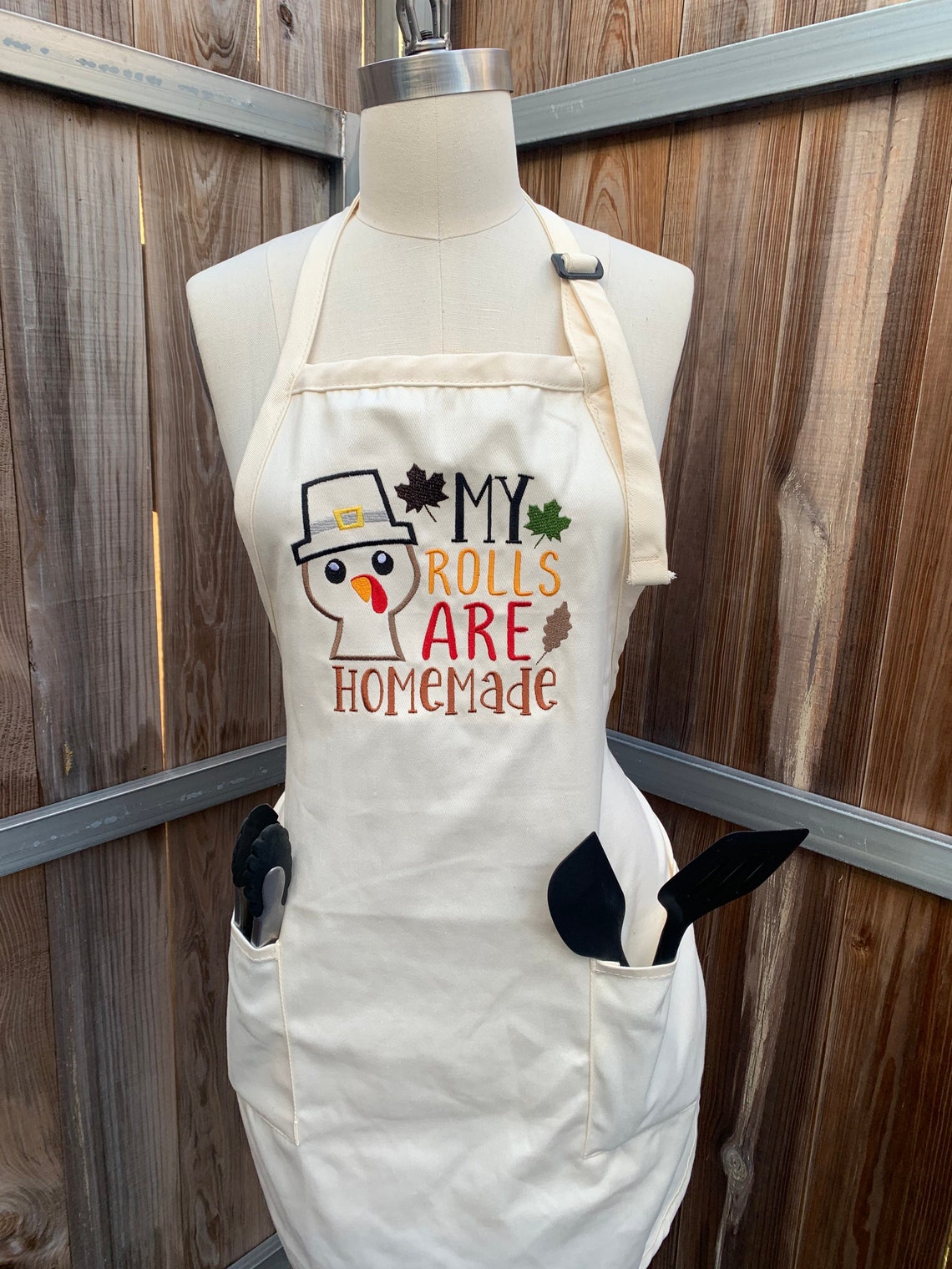 Cute and Funny Thanksgiving Apron Embroidered Thanksgiving - Etsy
