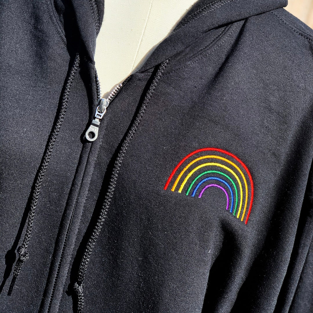 Rainbow Embroidered Hoodie - Gay Pride Gift, Gay Pride Shirt, LGBTQ ...