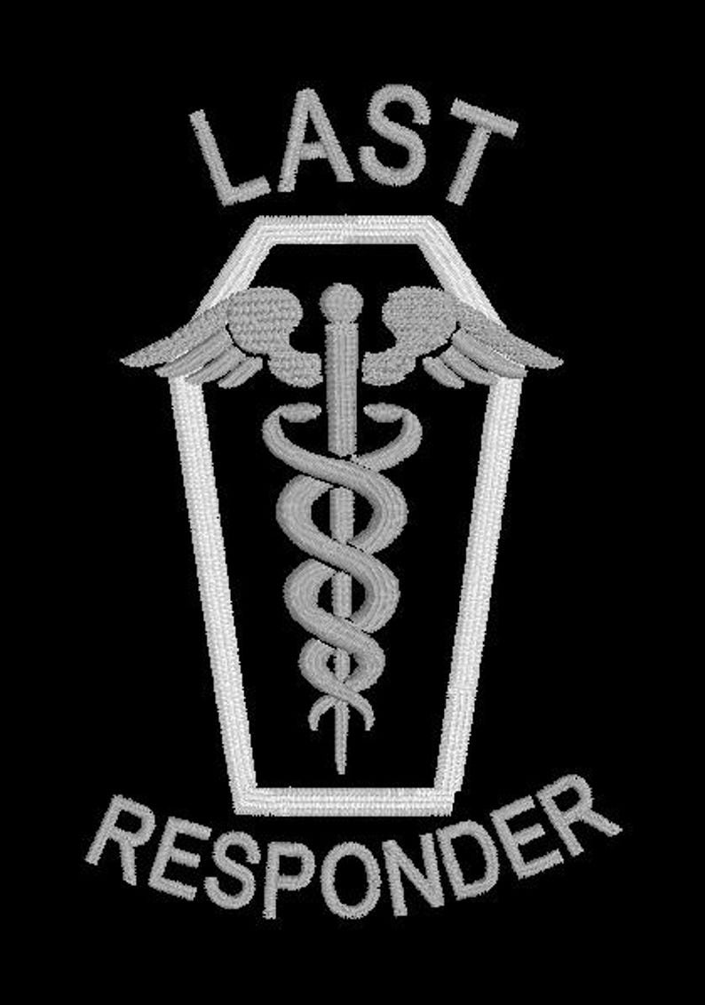 Embroidered Last Responder Coffin Symbol Hoodie | Unisex Fleece Full ...