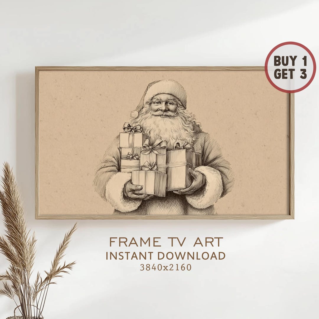 Santa Claus Frame TV Art Christmas Vintage TV Screensaver Santa ...