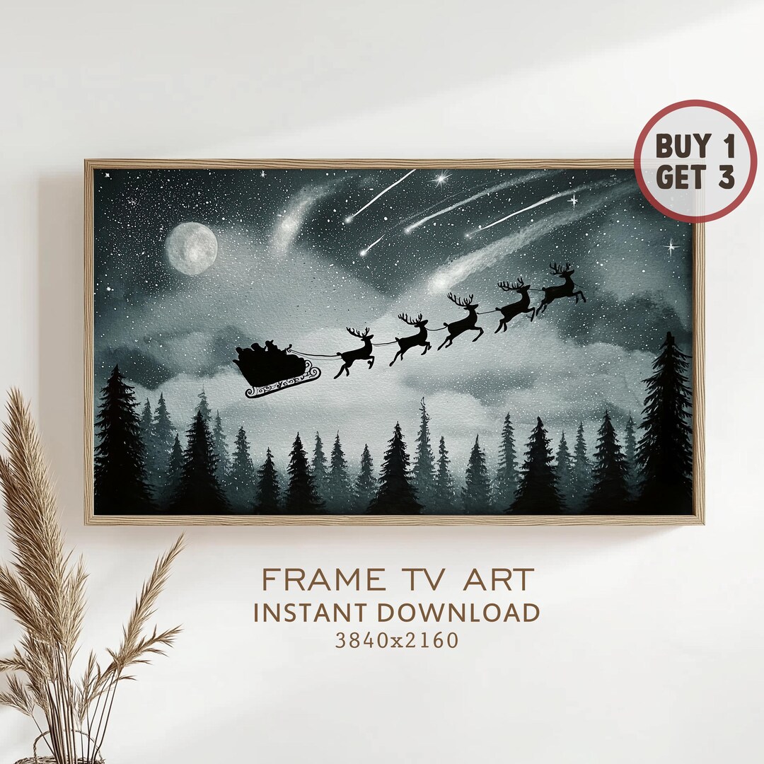 Santa’s Sleigh Frame TV Art Christmas Vintage Samsung TV Screensaver ...