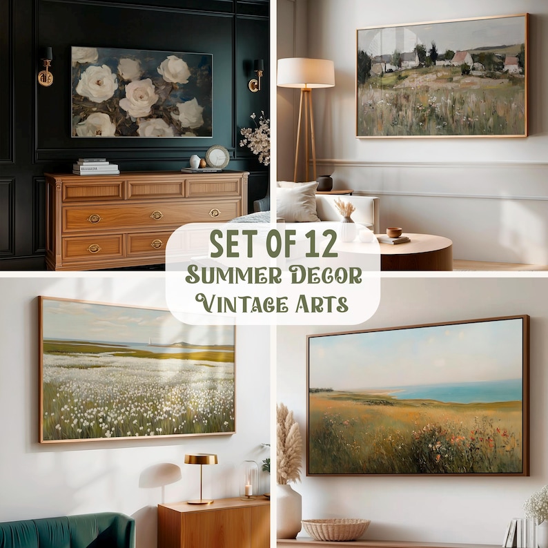 Frame TV Art Bundle of 12 Vintage Summer Painting Decor Landscapes ...