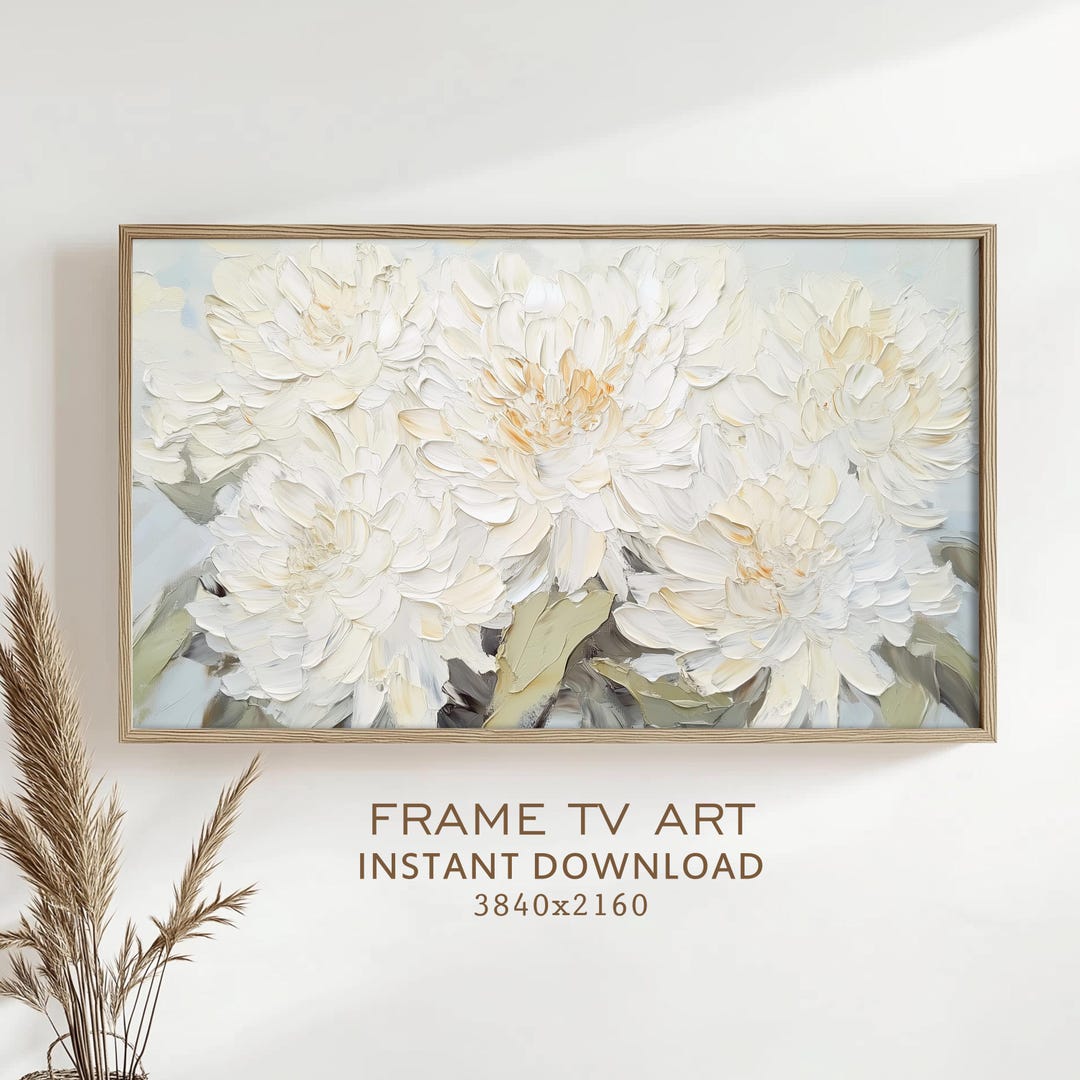 Abstract Flower Frame TV Art Botanical Neutral Tone Painting Summer ...