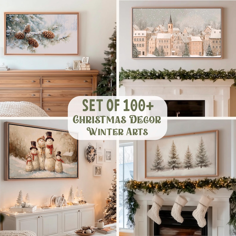 100+ Christmas Frame TV Art Set Winter MEGA Bundle Vintage Painting ...