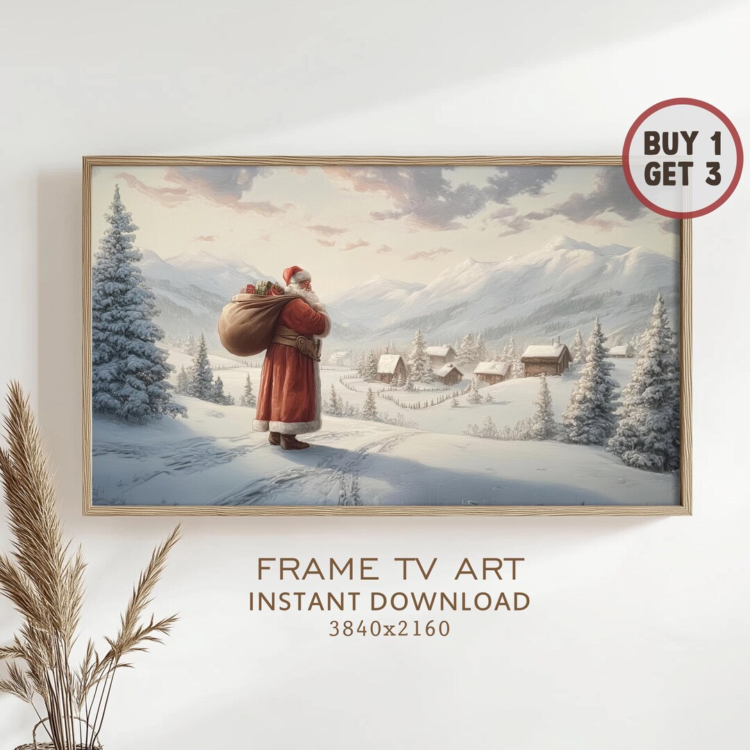 Santa Frame TV Art Christmas Samsung TV Screensaver Vintage Santa Claus ...