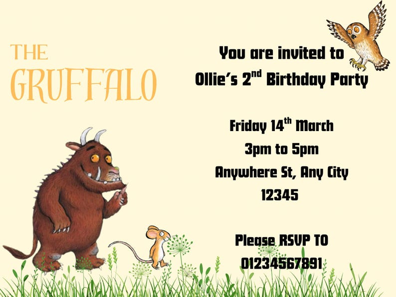 Gruffalo Birthday Invite - Etsy