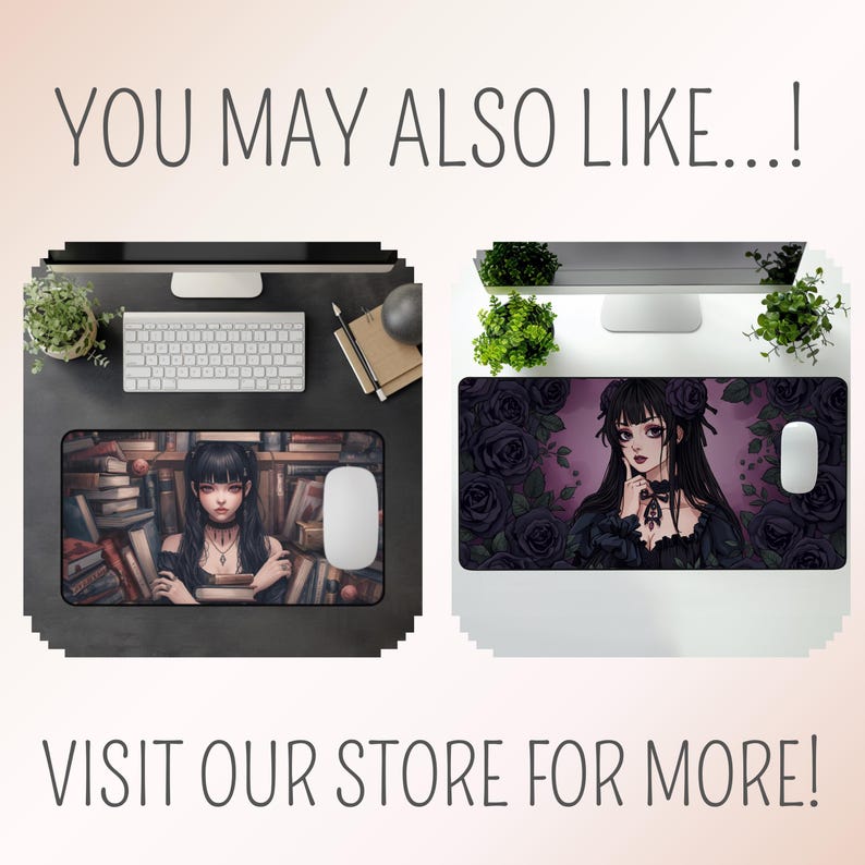 Dark Academia Desk Mat With Reading Girl, Gothic Library Mouse Pad, Neoprene Gaming Pad for ...