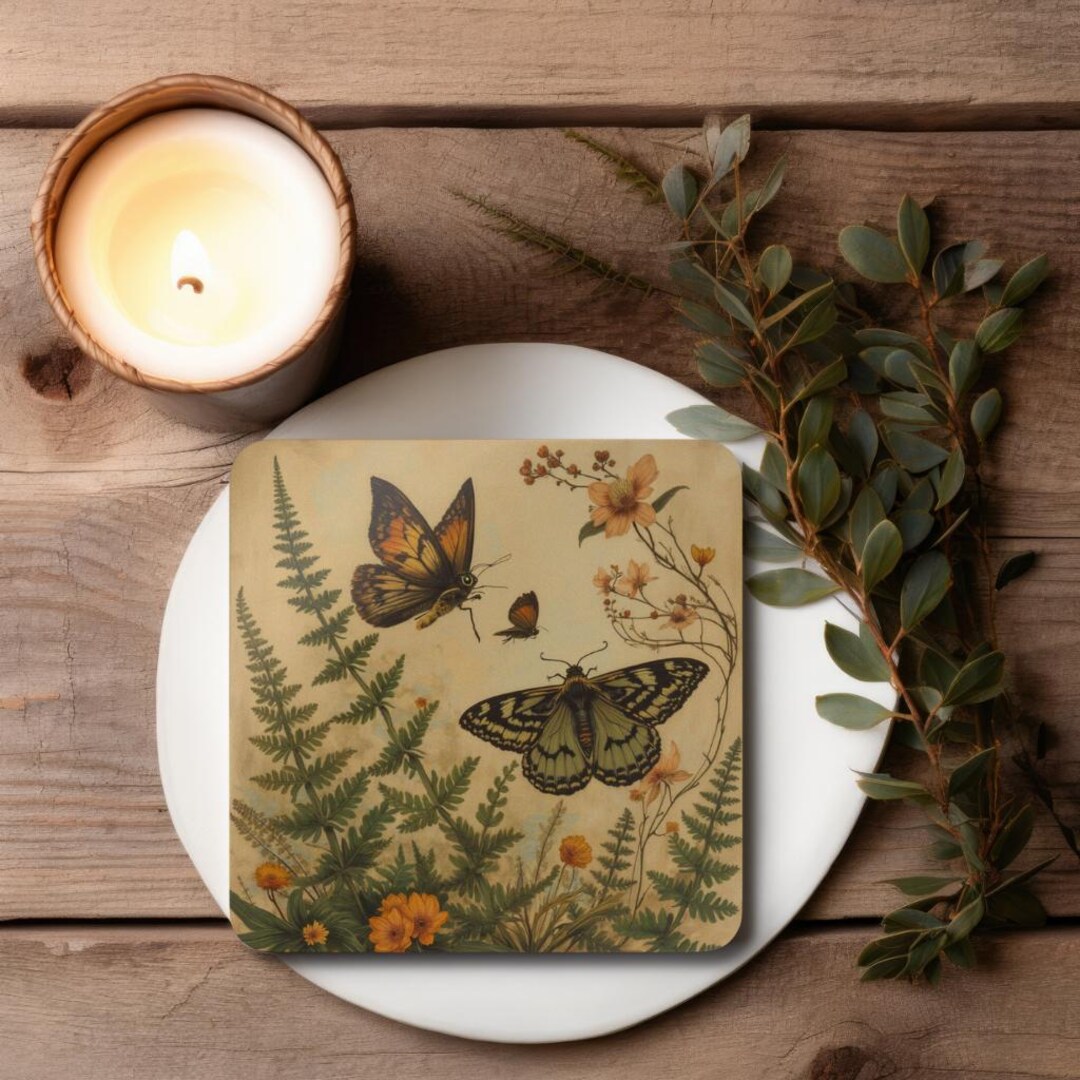 Botanical Butterfly Cork Coaster Set, Vintage Nature Art (set of 4) - Etsy