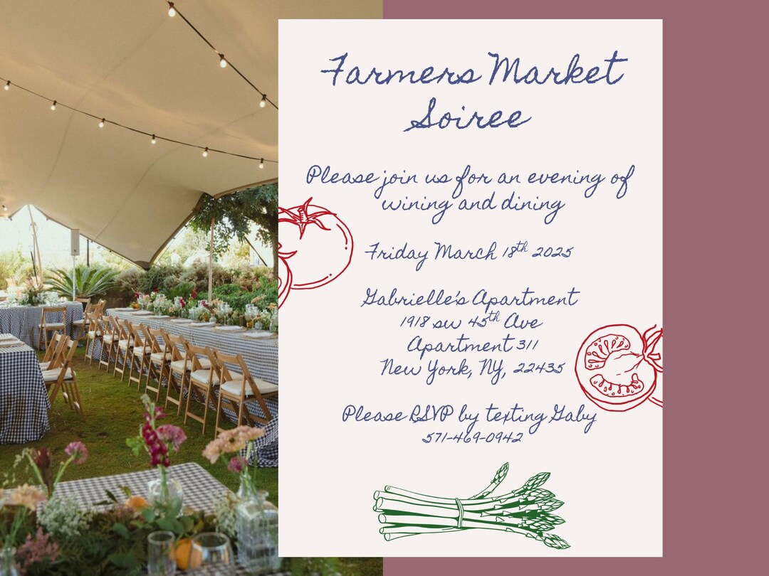 Editable Farmers Market Soirée Invitation | Rustic Garden Party Canva ...